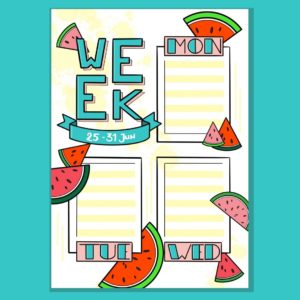 Watermelons – Printable Bullet Journal Weekly Spread | Lorelsberg
